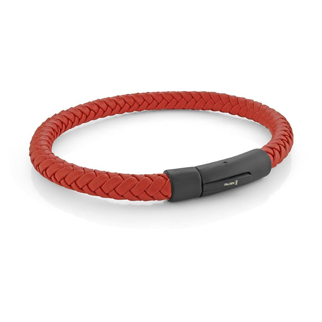 Bold & Stylish Alternative Metal Bracelets Red Braided Leather Bracelet ...